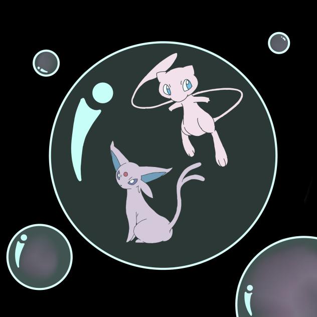 Espeon and mew in a bubble - ibisPaint