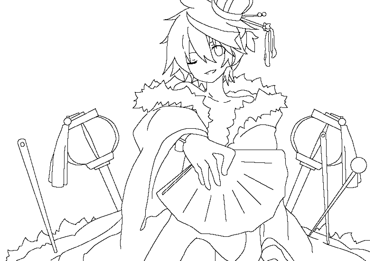 GiganticO.T.N Kagamine Len pixel lineart - ibisPaint