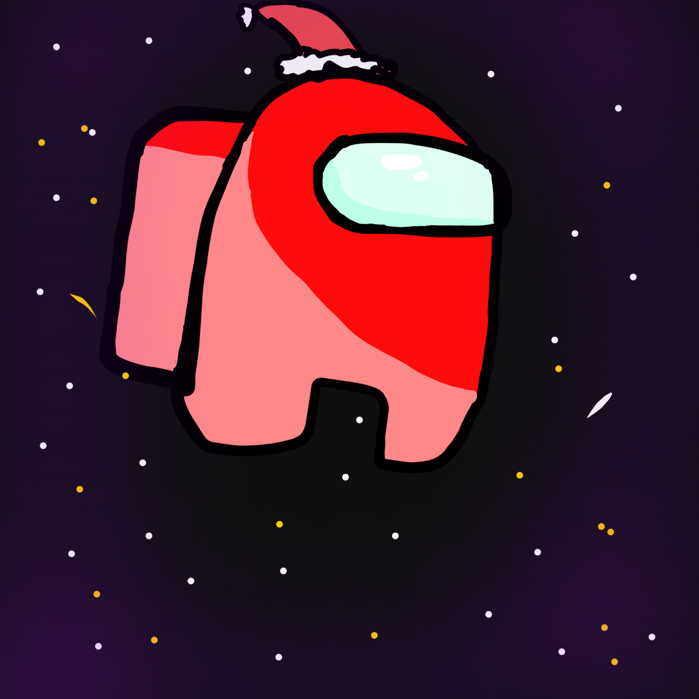 Among us Red With Cute santa Hat - ibisPaint