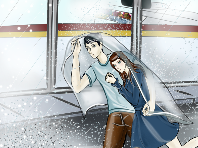 running in the rain - ibisPaint