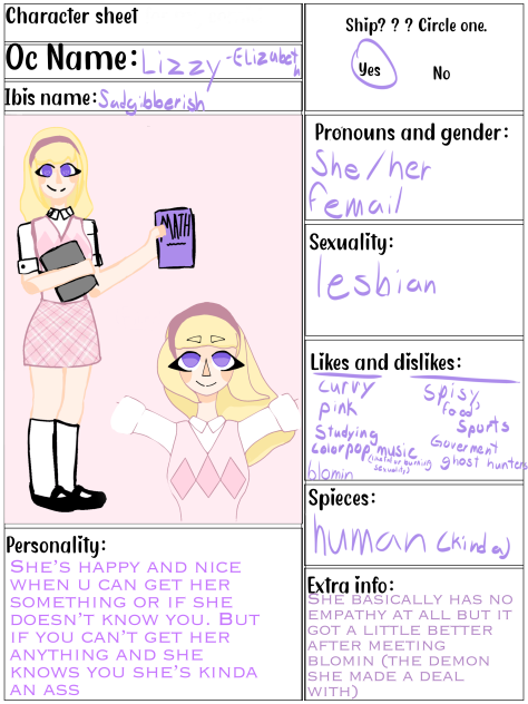 Lizzy character sheet - ibisPaint