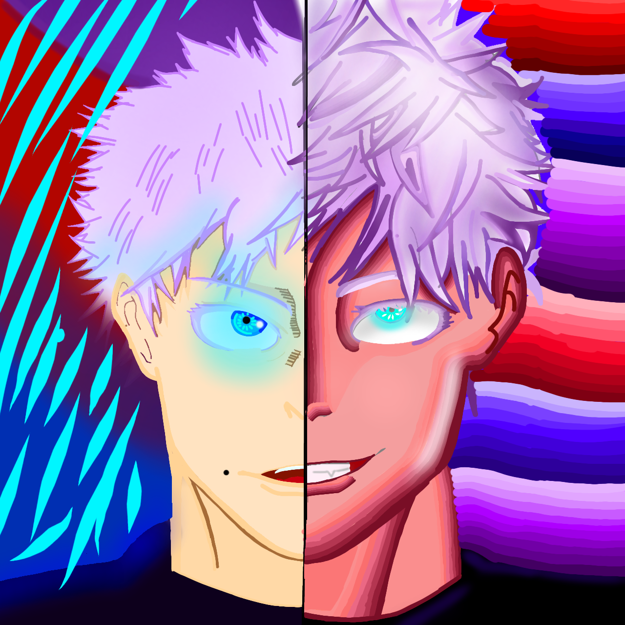 Satoru gojo normal vs realistic liked - ibisPaint