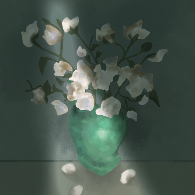 White amaryllis flowers in a vase - ibisPaint