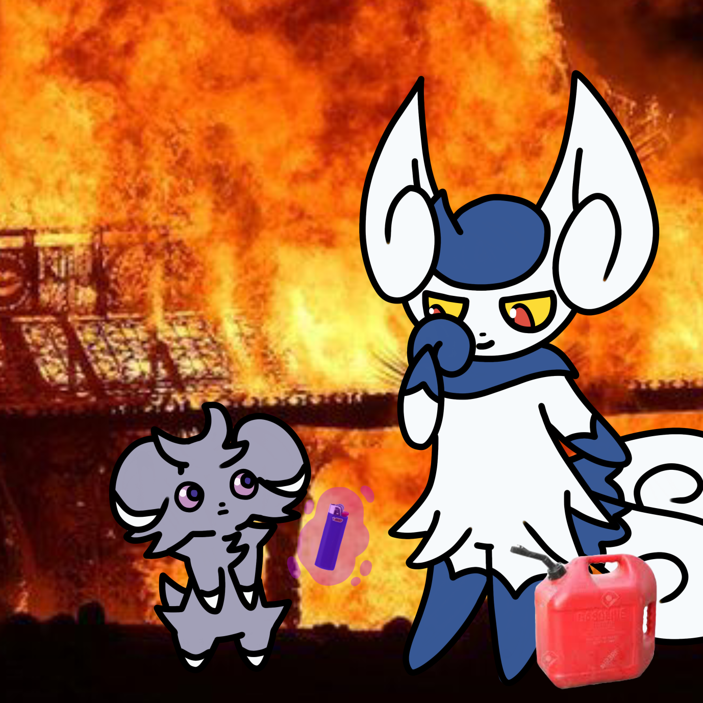 Espurr and Meowstic commit arson - ibisPaint
