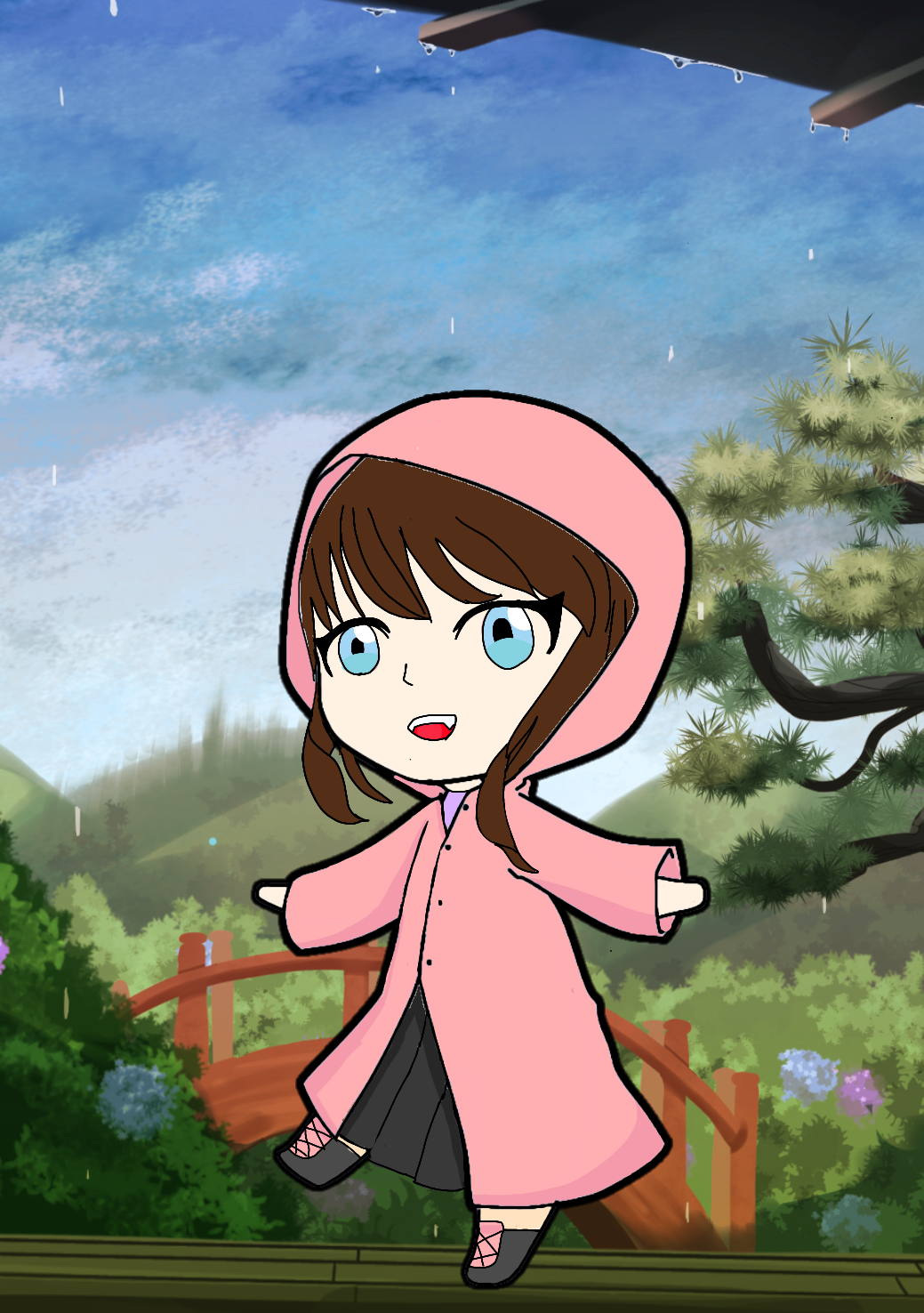 Chibi play rain - ibisPaint