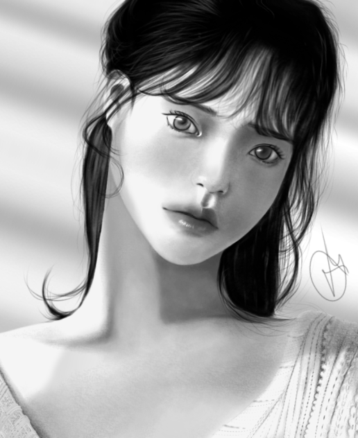 Gray Scale Portrait I - ibisPaint