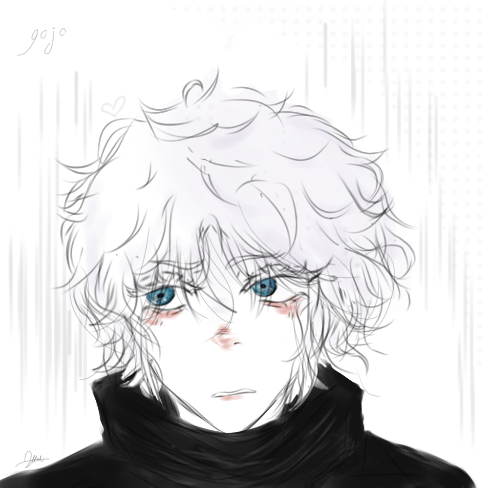 gojo with fluffy hair - ibisPaint