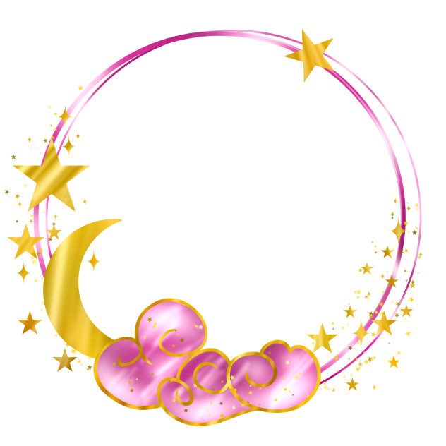 Pink frame, moon and stars. - ibisPaint
