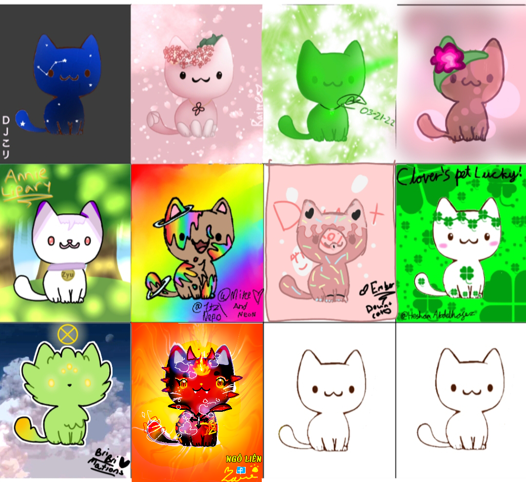 cat coloring, collaborative coloring - ibisPaint