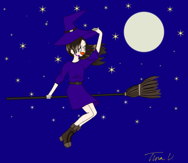 夜飛ぶ魔女さん Little Witch in the Night - ibisPaint