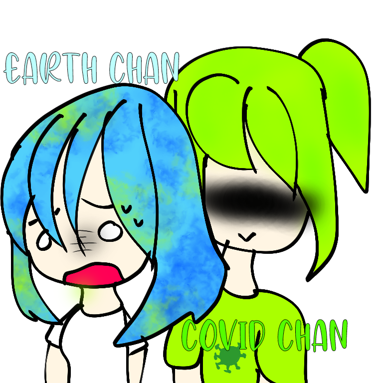 Earth Chan and Covid Chan - ibisPaint