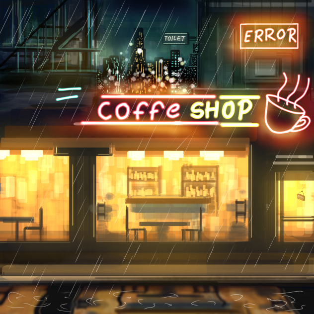 Coffee in the rain - ibisPaint