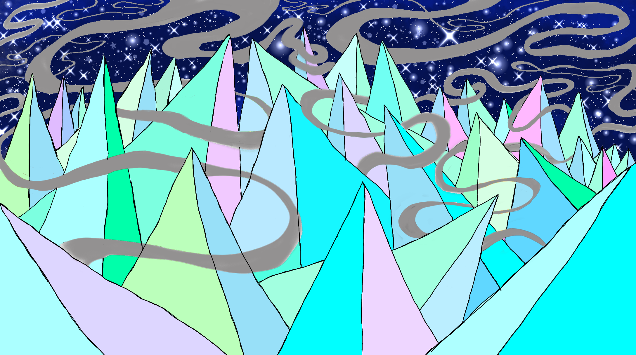 geometric mountain range - ibisPaint
