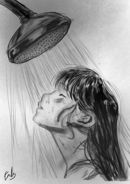 Manga style steamy shower - ibisPaint