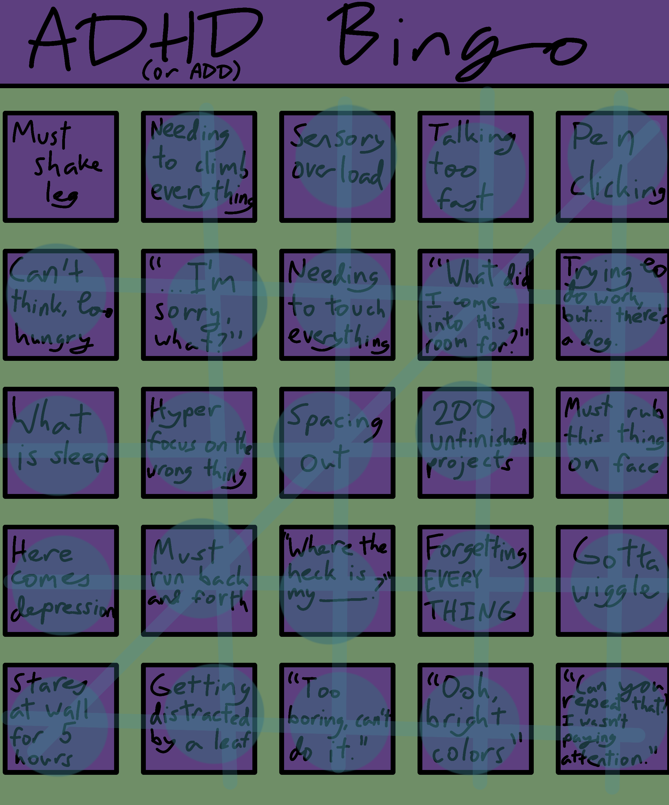 ADHD and ADD Bingo - ibisPaint