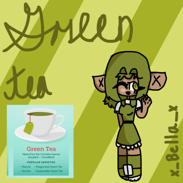 Green tea as a person as my style - ibisPaint