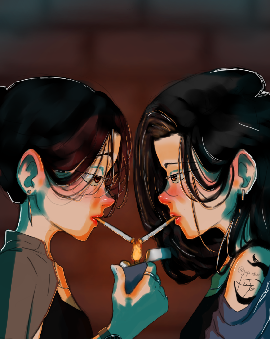 Smoking at Midnight - ibisPaint