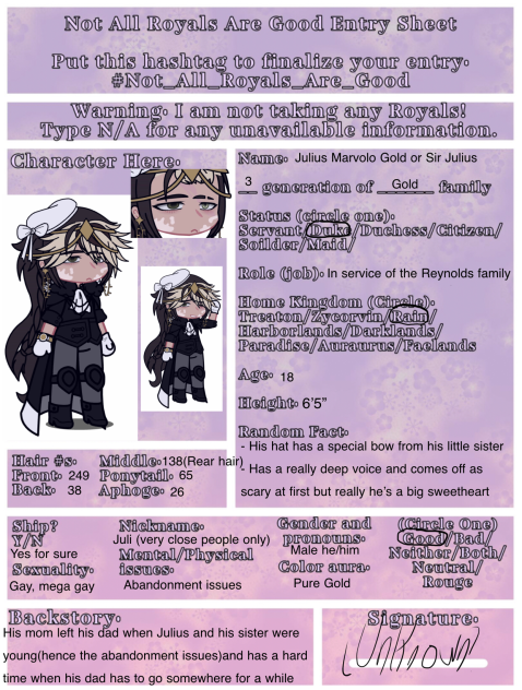 Not All Royals Are Good Entry Sheet - ibisPaint