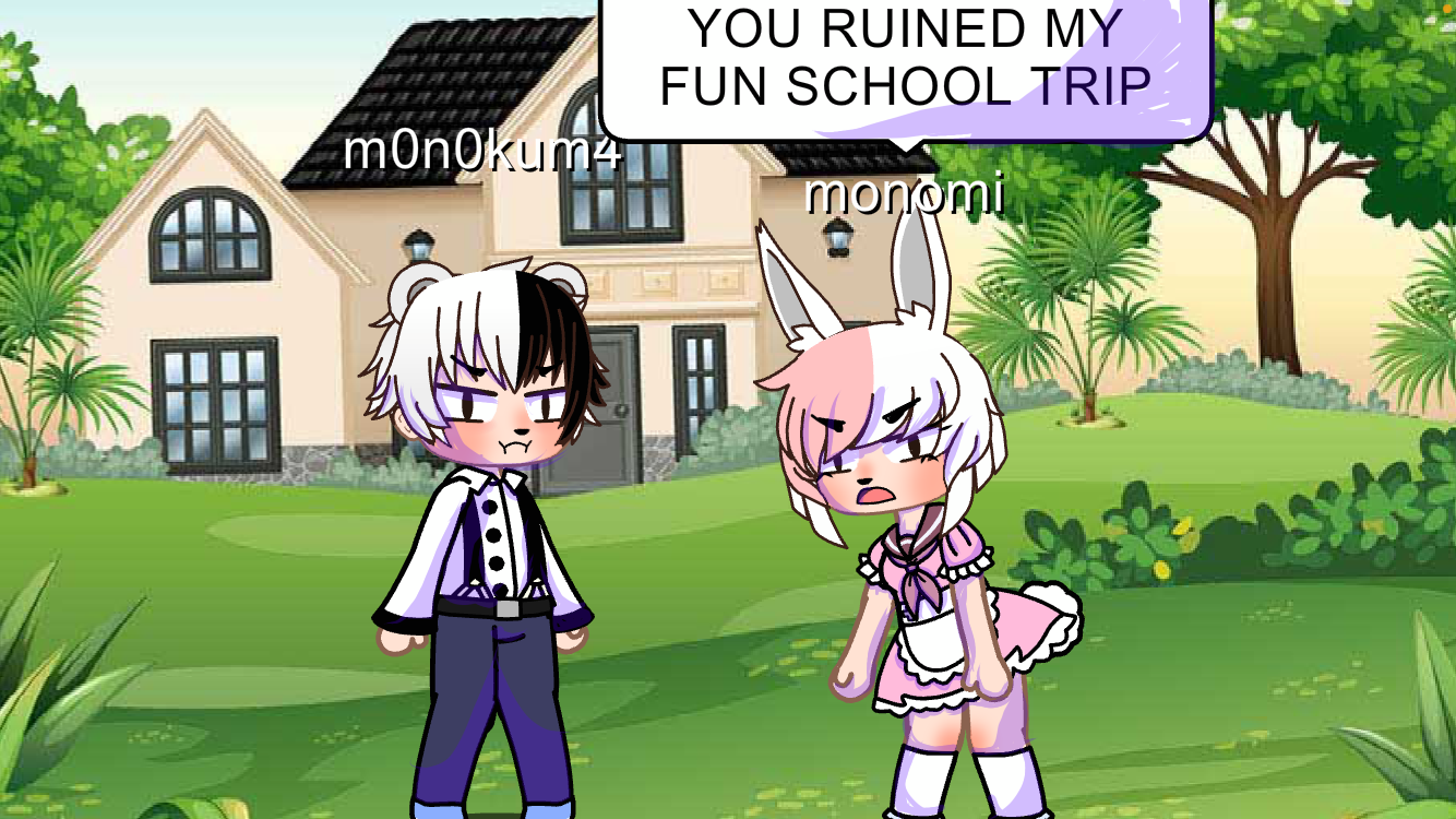 Monomi and monokuma fighting - ibisPaint