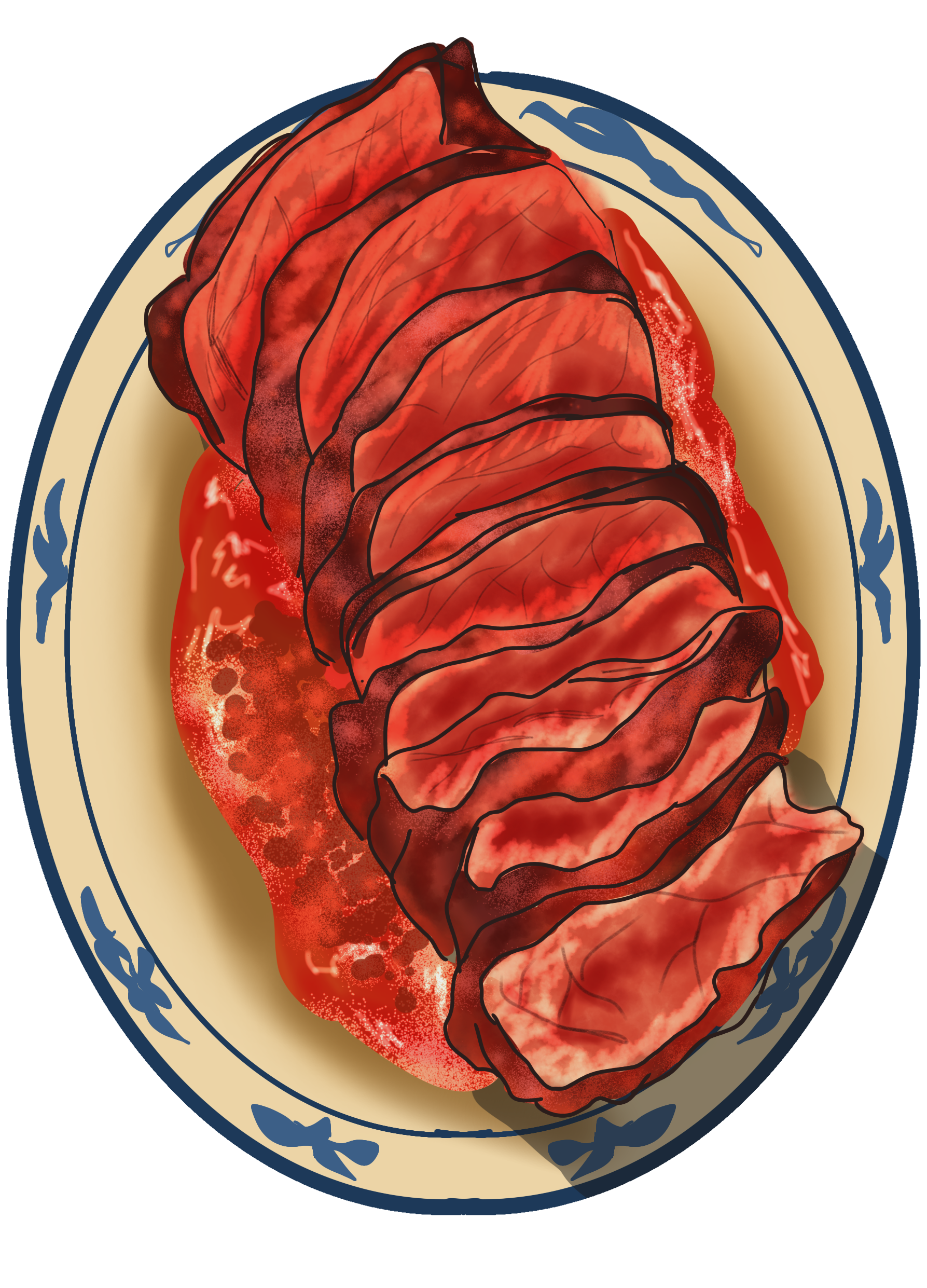 beef stew with beef chop on a plate - ibisPaint