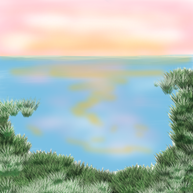 Grass and pond - ibisPaint