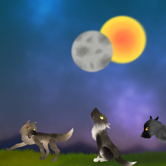 Lunar Eclipse Wolves Day 5 - ibisPaint