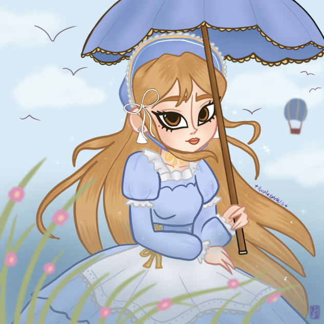 Bonnet Girl With Umbrella - ibisPaint