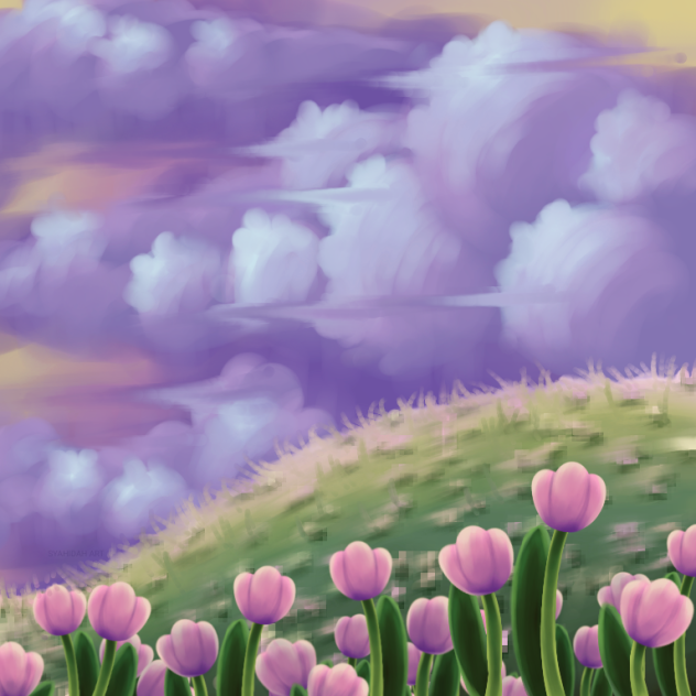 Tulips Scenery Field 🌷 - ibisPaint
