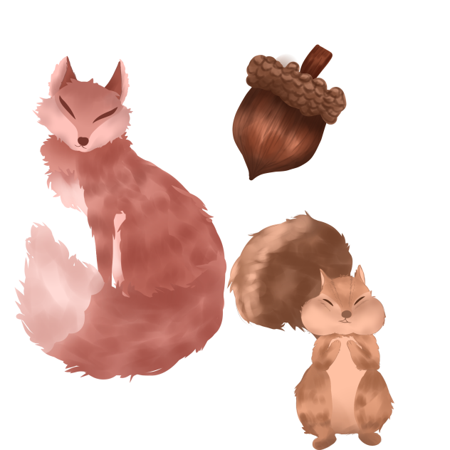 Fox, Squirrel, and Acorn - ibisPaint