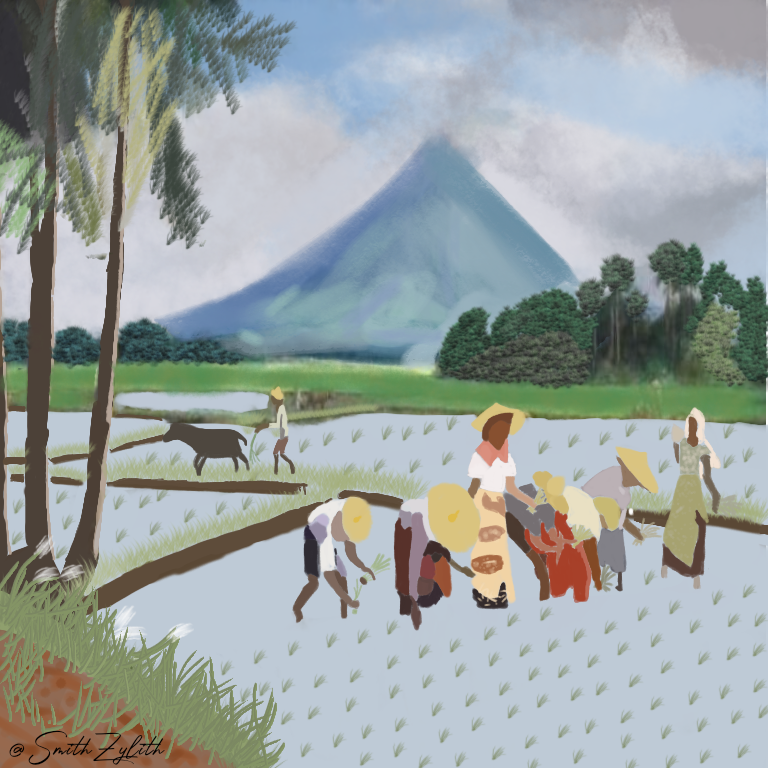 Planting rice by; Fernando Amorsolo - ibisPaint