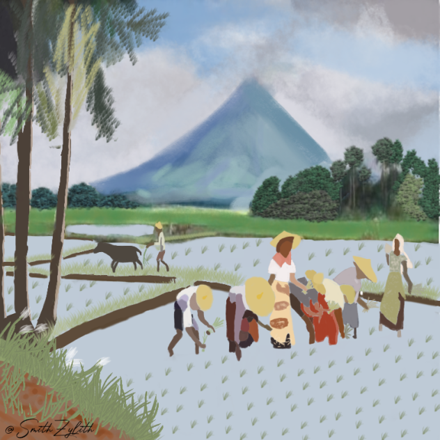 Planting rice by; Fernando Amorsolo - ibisPaint