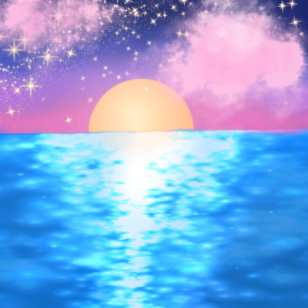 evening sky, sunset. 夕方の空、夕焼け - ibisPaint