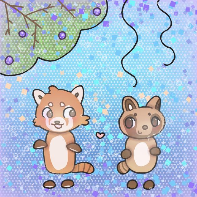 RED PANDA AND TANUKI - ibisPaint