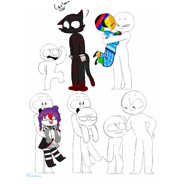 Tall vs Small collab with cartoon cat - ibisPaint