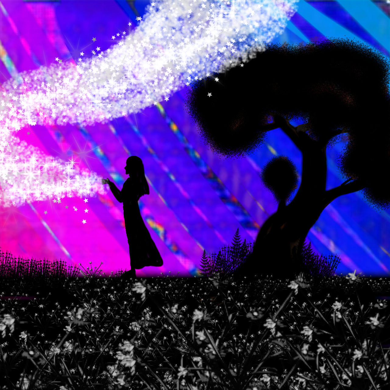 Girl under the nebula sky - ibisPaint