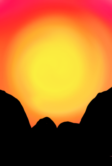 sunset on worn mountains - ibisPaint