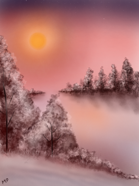 winter sunset - ibisPaint