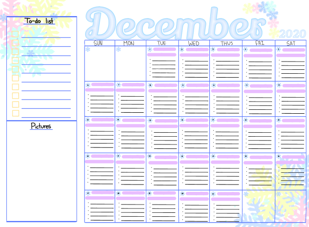 December calendar for notes - ibisPaint