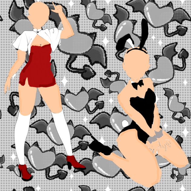 Black bunny & fancy girl - ibisPaint