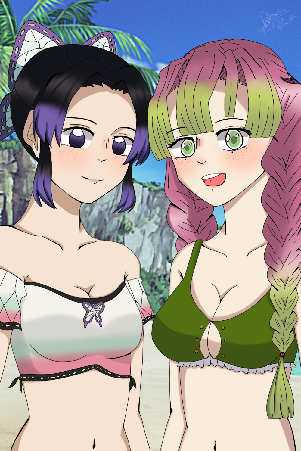 Shinobu and mitsuri at the beach. - ibisPaint