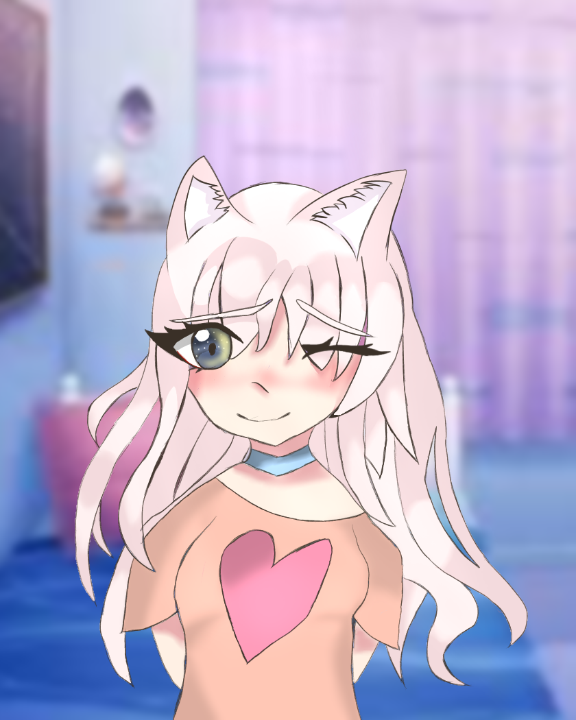 Cat Girl in Pajamas - ibisPaint