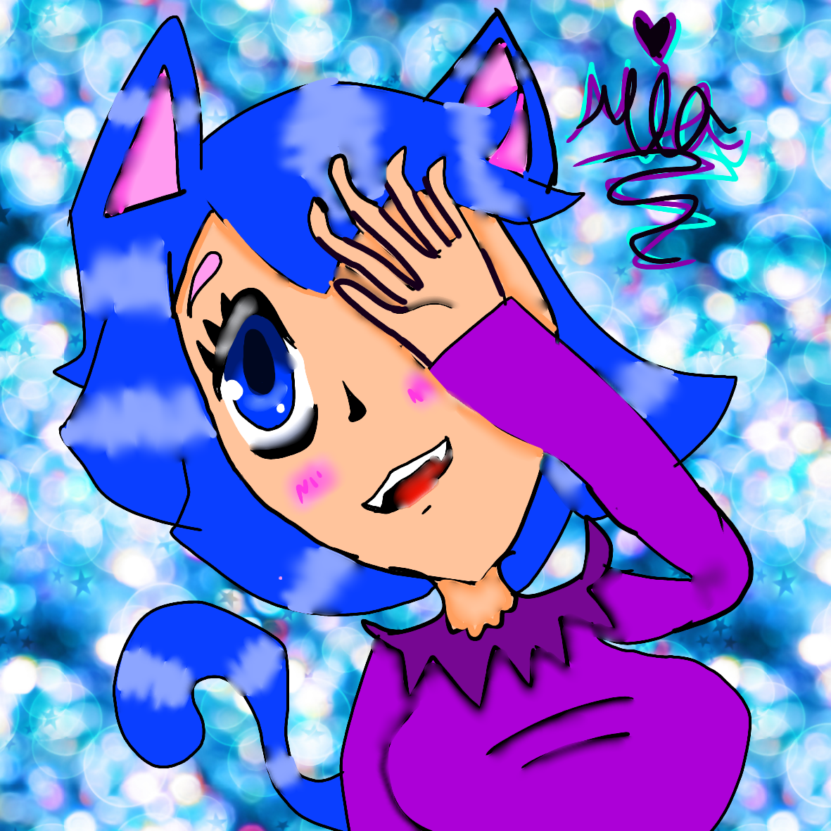 blue cat girl - ibisPaint