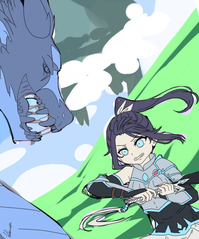 Lizana and the Dragon《Sketch》 - ibisPaint