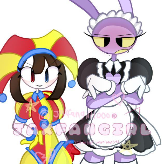 evil pomni and maid jax 💜🤍 ️💛 - ibisPaint