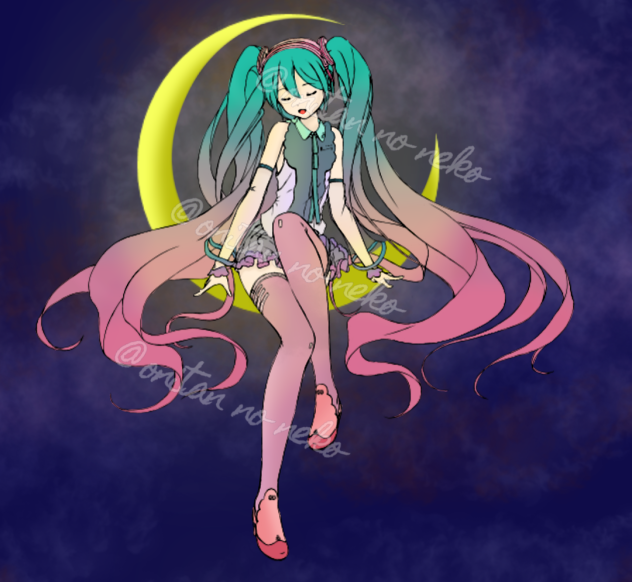 Miku on the moon - ibisPaint