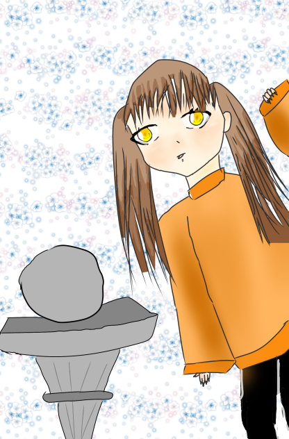 Girl beside a statue - ibisPaint