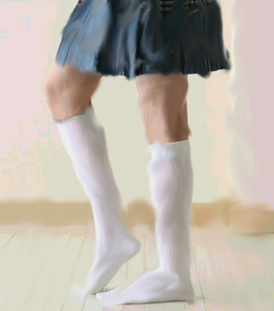 Girl barefoot in her school socks unifor - ibisPaint