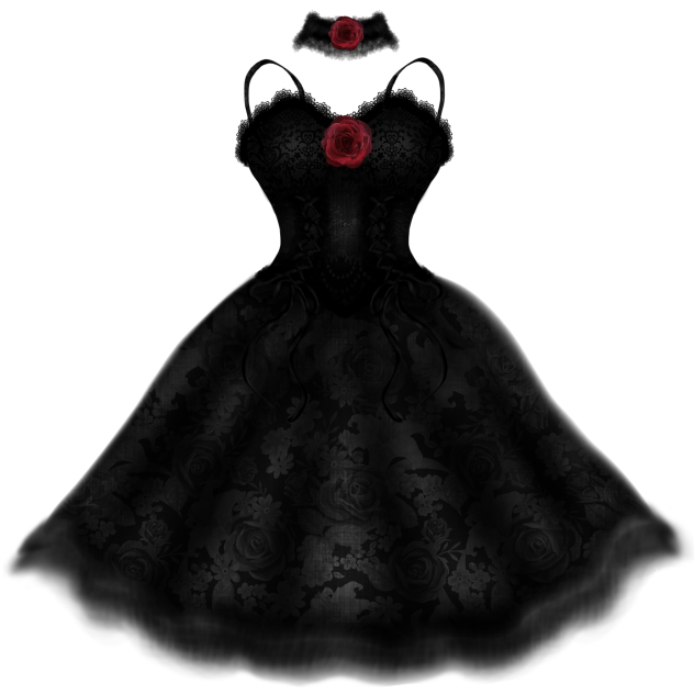Goth Dark dress with lace🌹, choker🌹 - ibisPaint