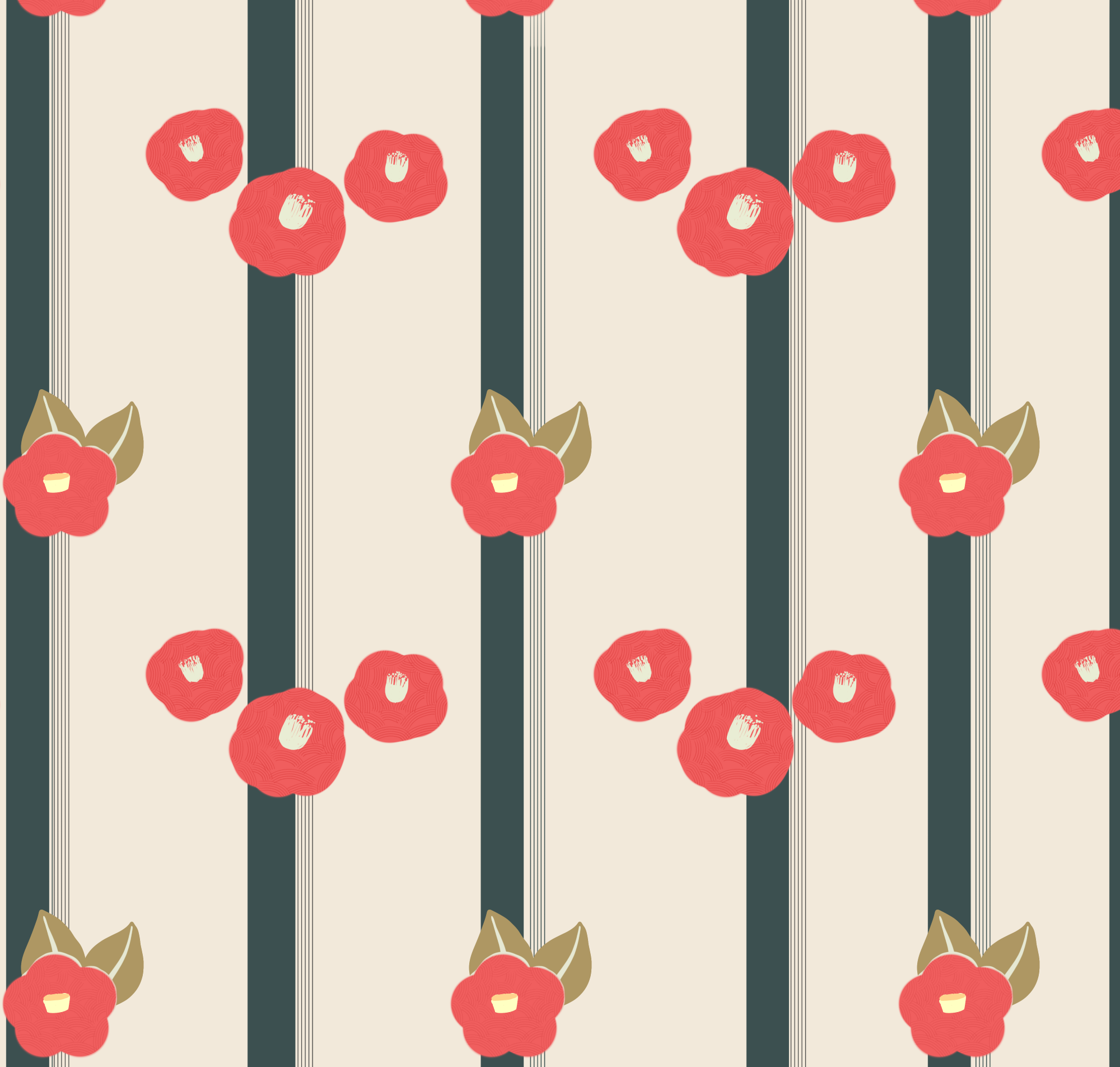 Red camellia pattern - ibisPaint