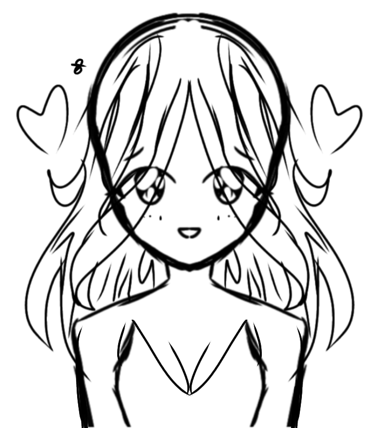 Front Faced Girl Sketch - ibisPaint